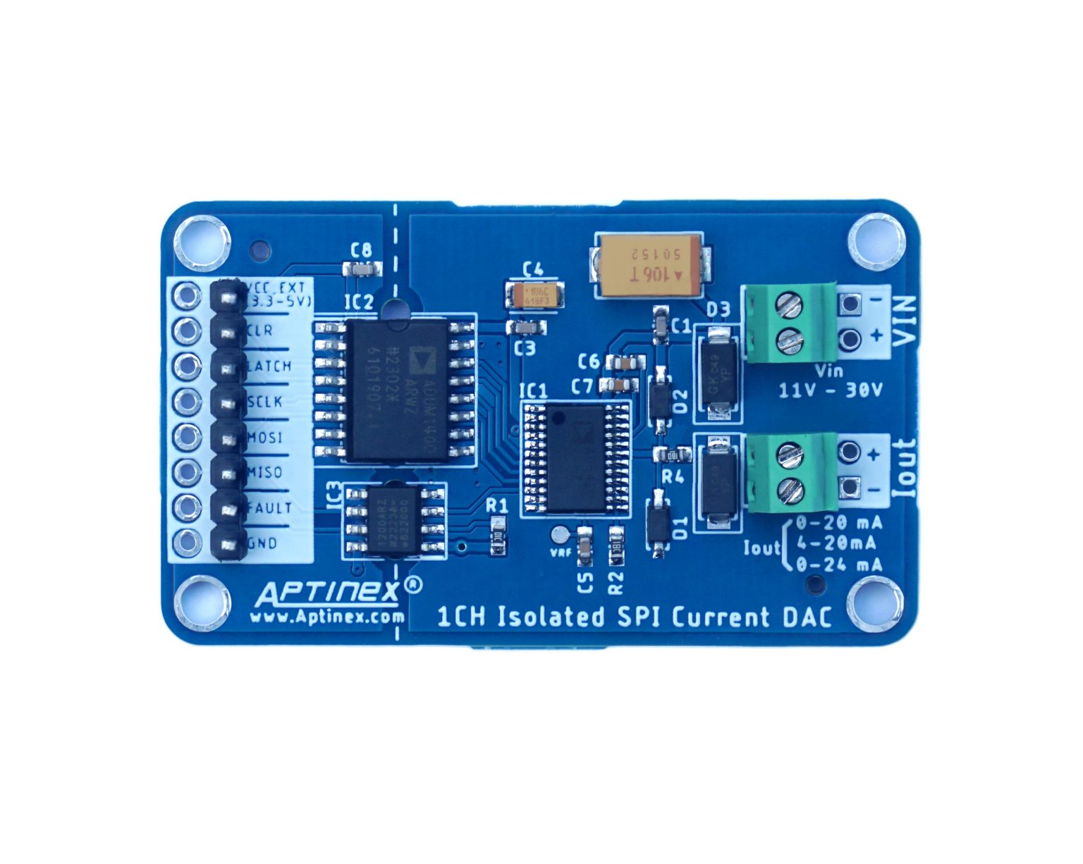 AmpWave DA1C024BS - Isolated Single Channel SPI Multi-Range Current DAC ...
